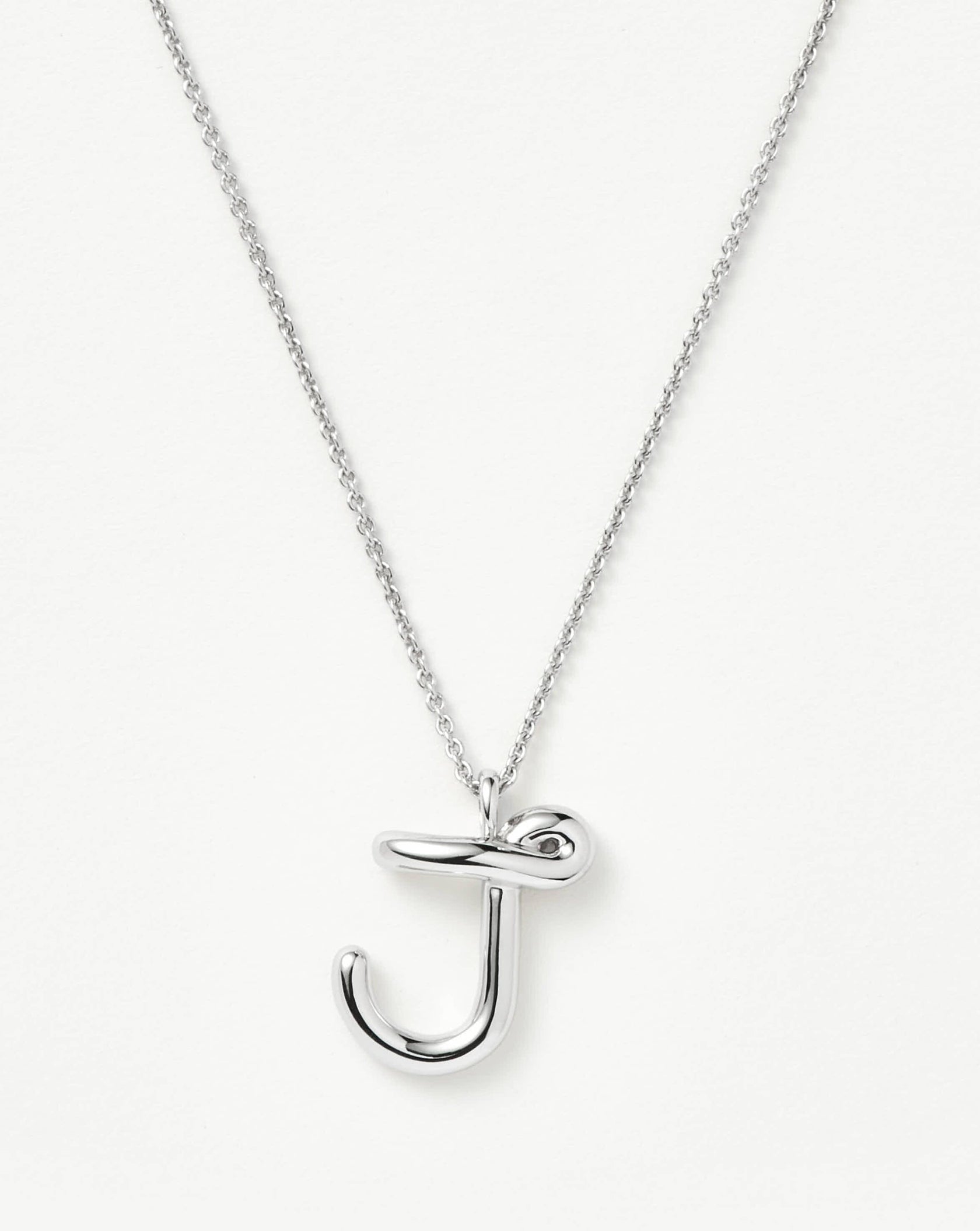 Curly Molten Initial J Silver Pendant Necklace | Missoma US