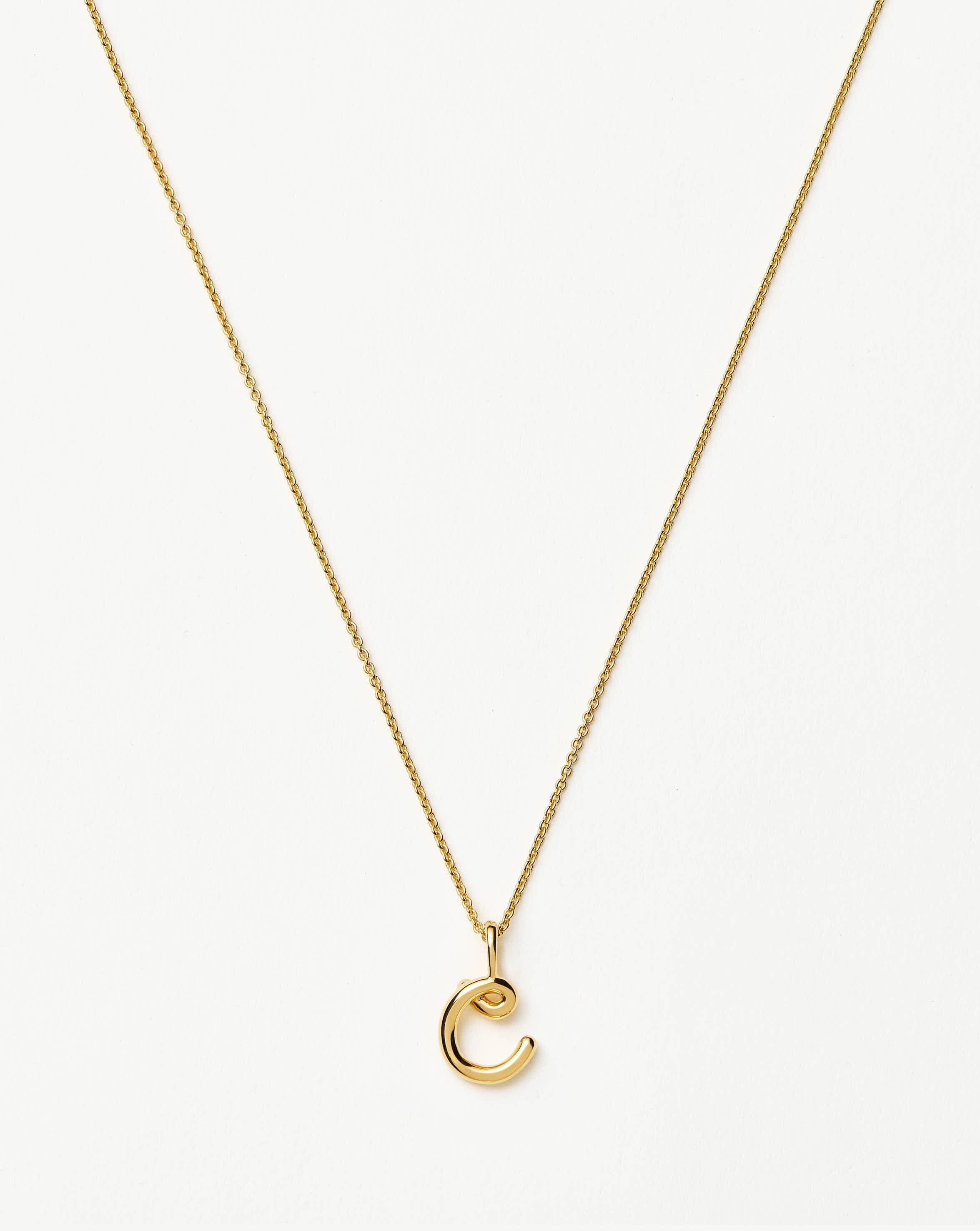 Curly Molten Mini Gold Initial Necklace - C | Missoma US
