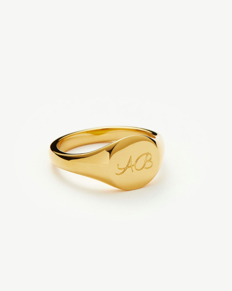 Engravable Round Signet Ring | 18ct Gold Plated Vermeil | Missoma