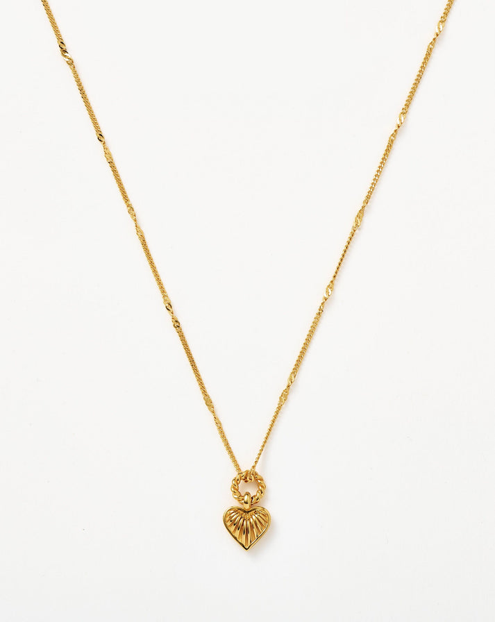 Mini Ridge Heart Charm Pendant Necklace - Gold | Missoma US