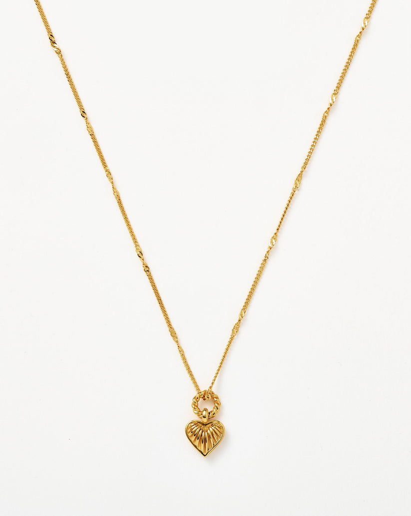 Mini Ridge Heart Charm Pendant Necklace - Gold | Missoma US