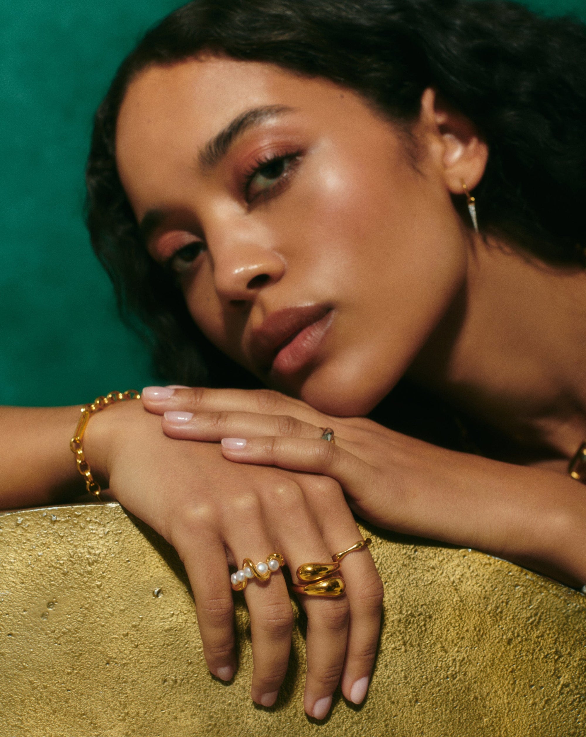 Molten Pearl Twisted Stacking Ring | 18k Gold Vermeil/Pearl | Missoma