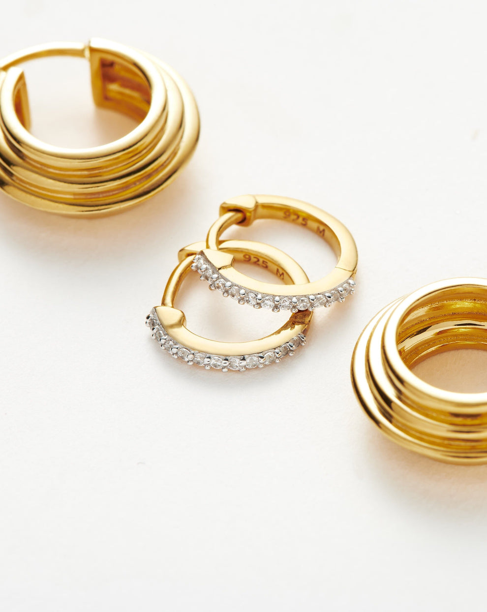 Classic Ridge Mini Hoop Earring Set | 18k Gold Vermeil | Missoma