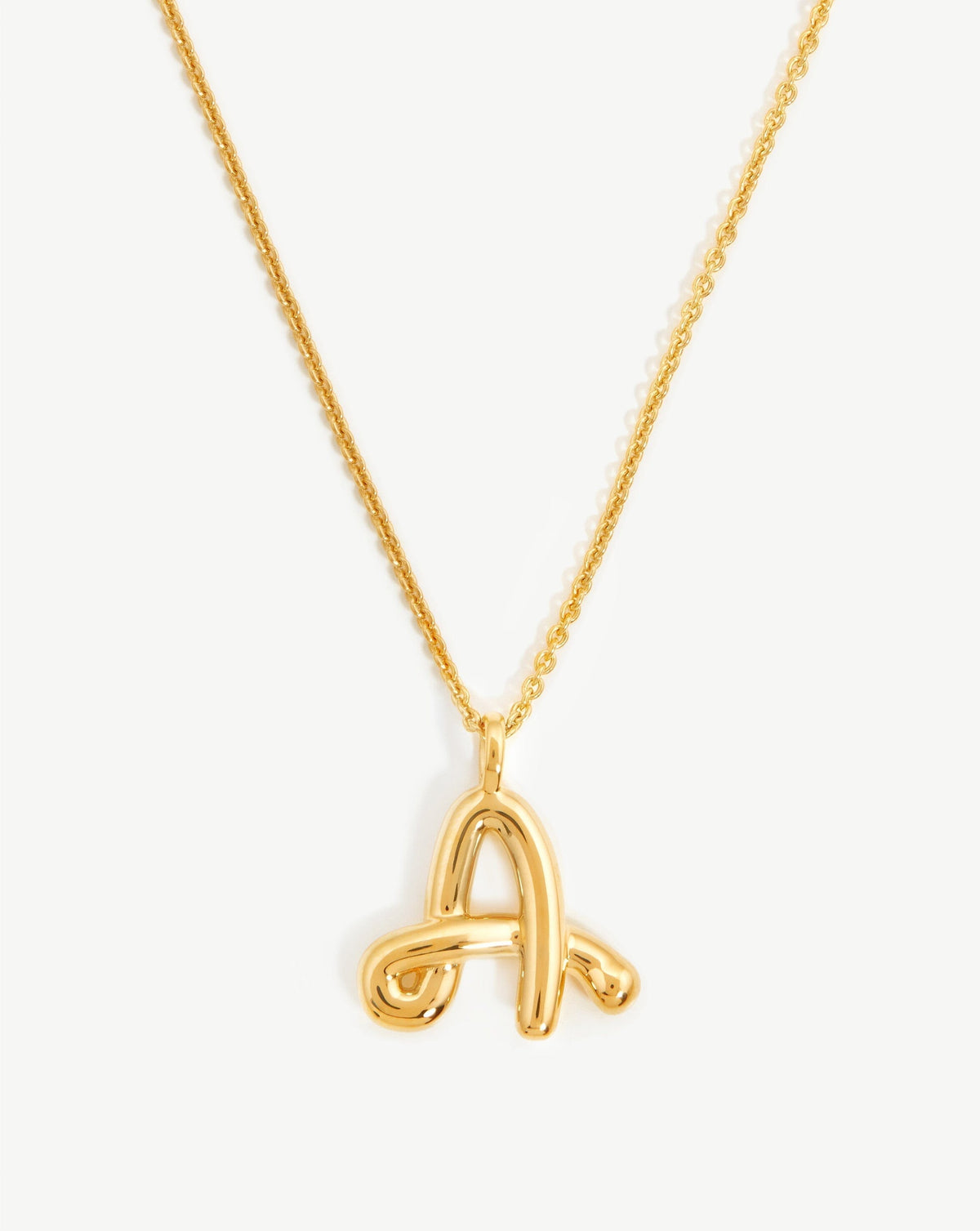 Curly Molten Initial Pendant Necklace - Initial A | 18ct Gold Plated V ...