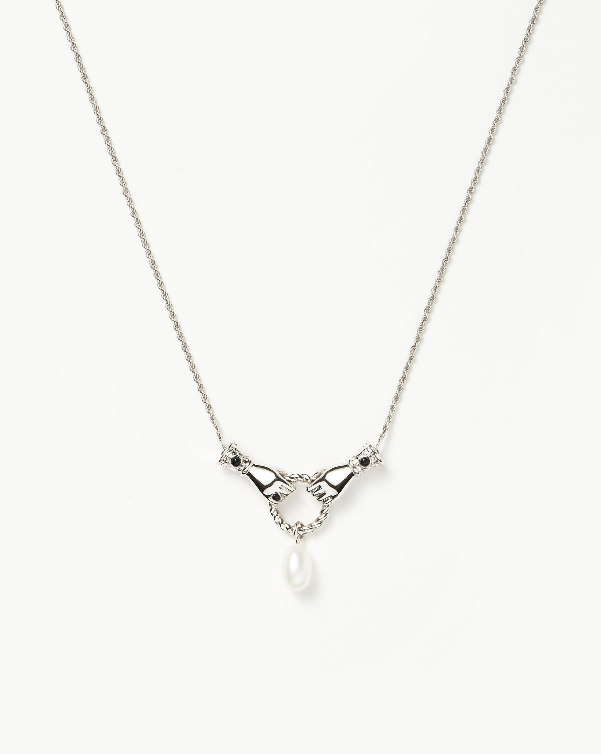 Harris Reed In Good Hands Drop Pendant Necklace | Silver Plated/Pearl # ...