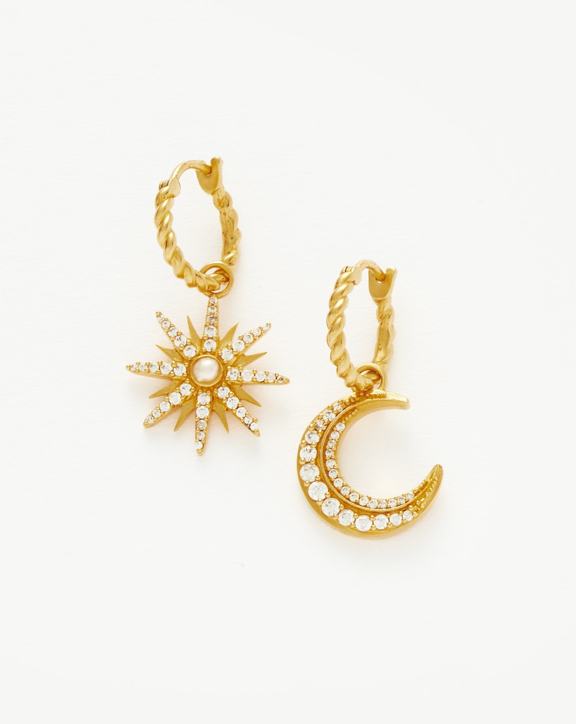 Harris Reed Moonlight Pearl Hoop Earrings | 18ct Gold Plated/Pearl ...