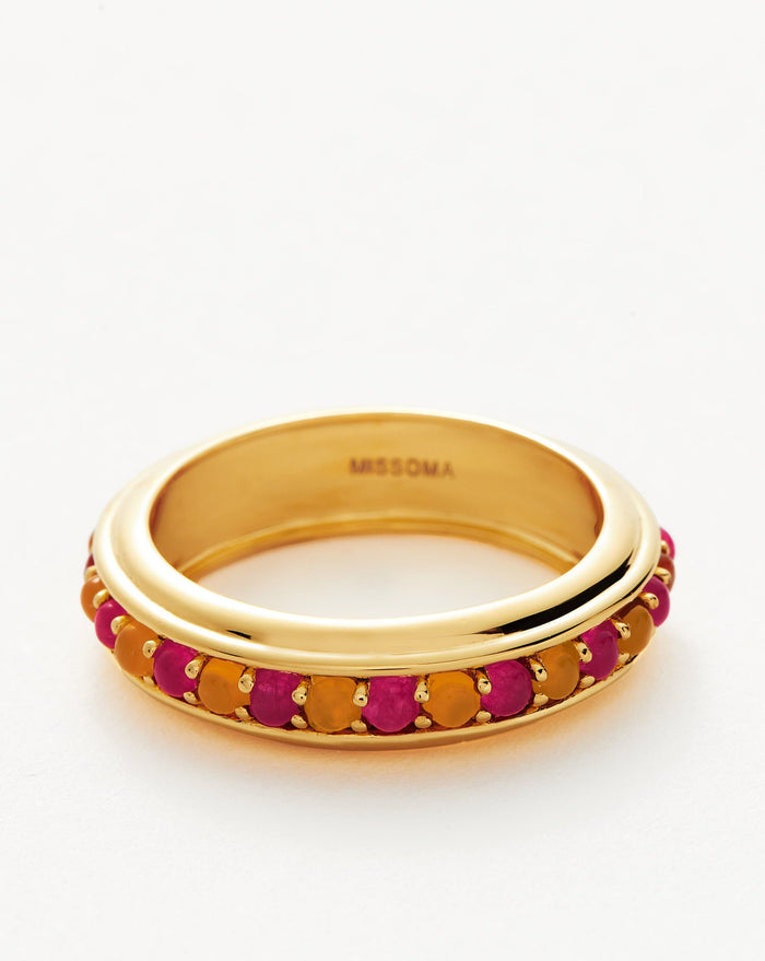 Hot Rox Gemstone Stacking Ring | 18ct Gold Plated Vermeil/Pink Quartz ...
