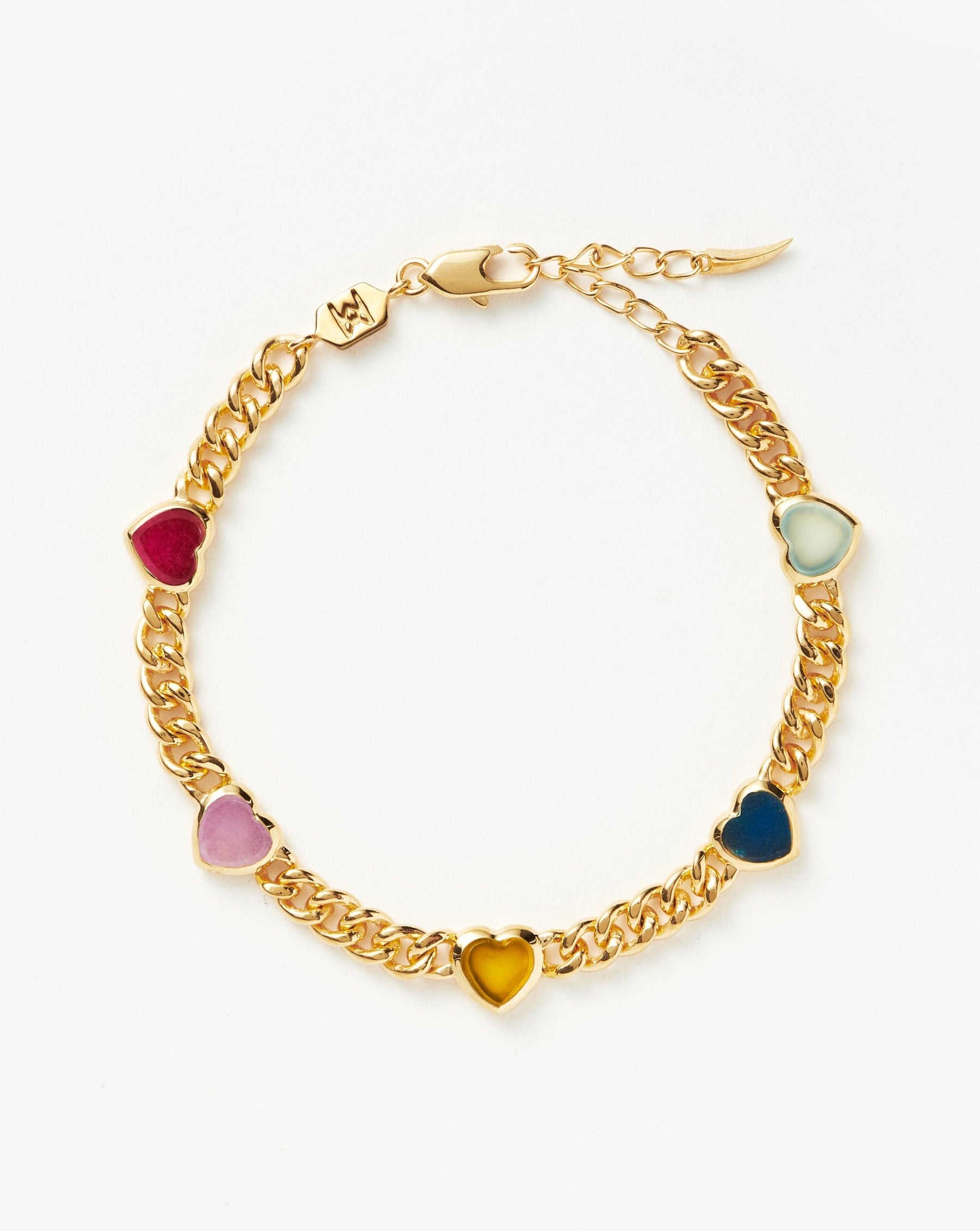 Jelly Heart Gemstone Charm Bracelet | 18ct Gold Plated/Multi Quartz ...