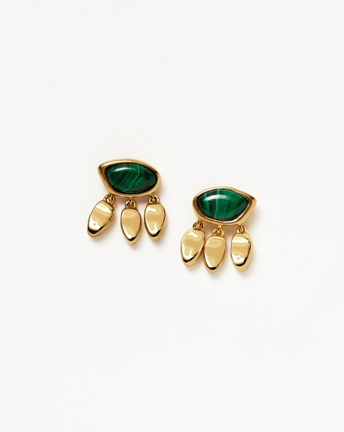 Molten Gemstone Charm Stud Earrings | Gold/Malachite | Missoma