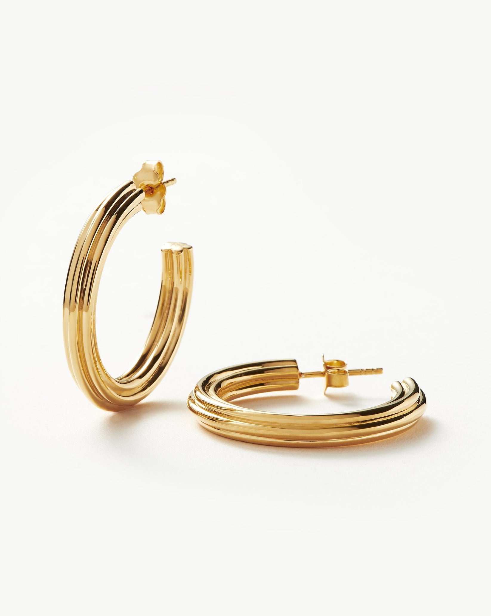 Ridge Large Hoop Earrings | 18ct Gold Plated Earrings | Missoma